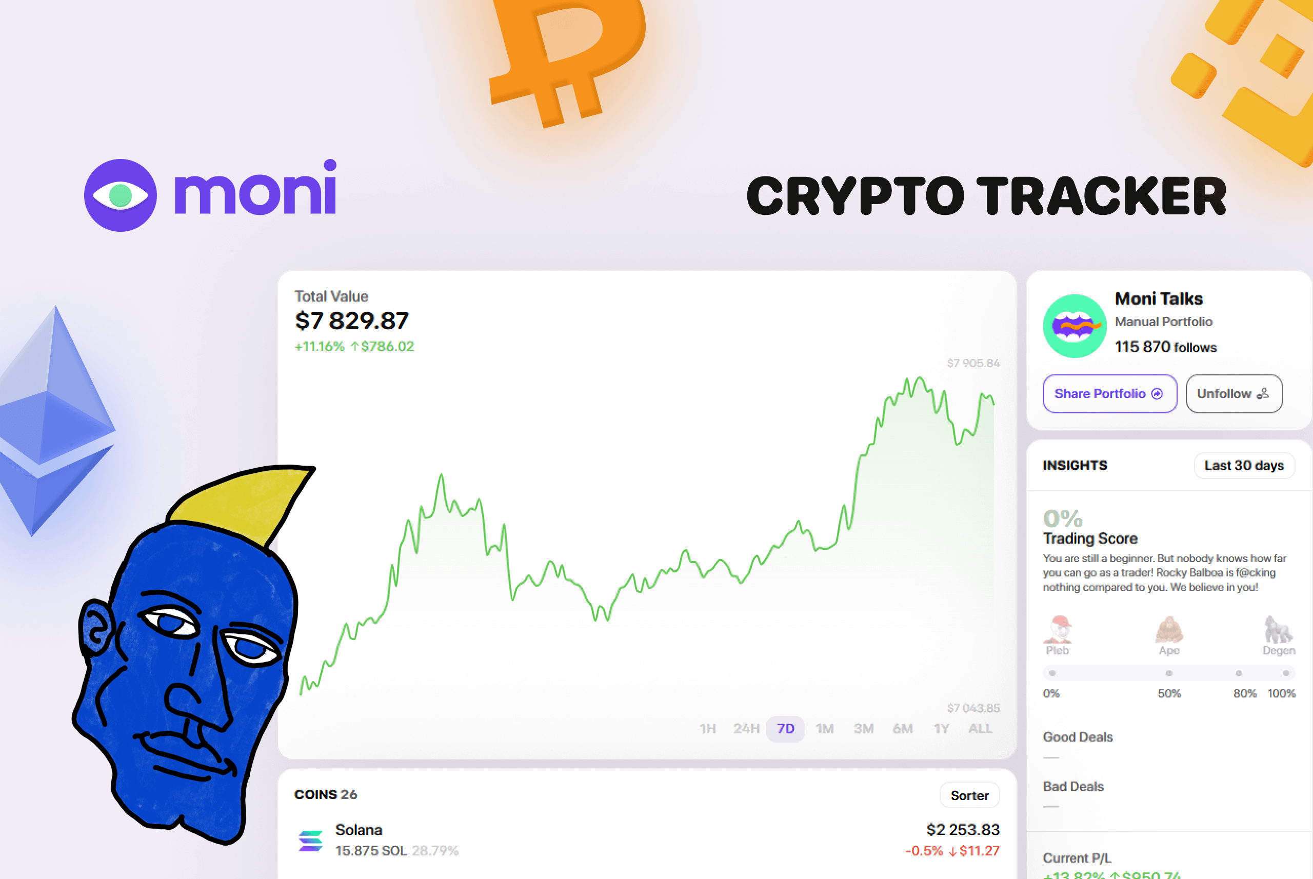 Moni – portfolio tracker for crypto metaverse: coins, DeFi and NFTs